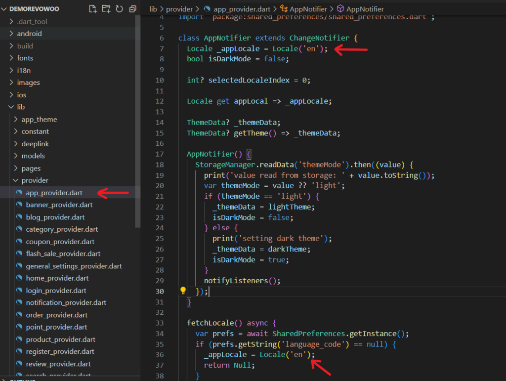 Change Default Language – Revo Apps – Documentation